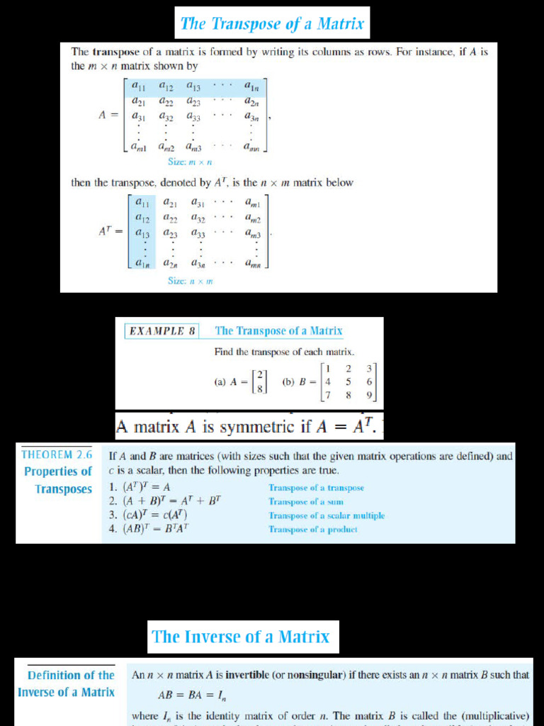 Inverse and Transpose | PDF