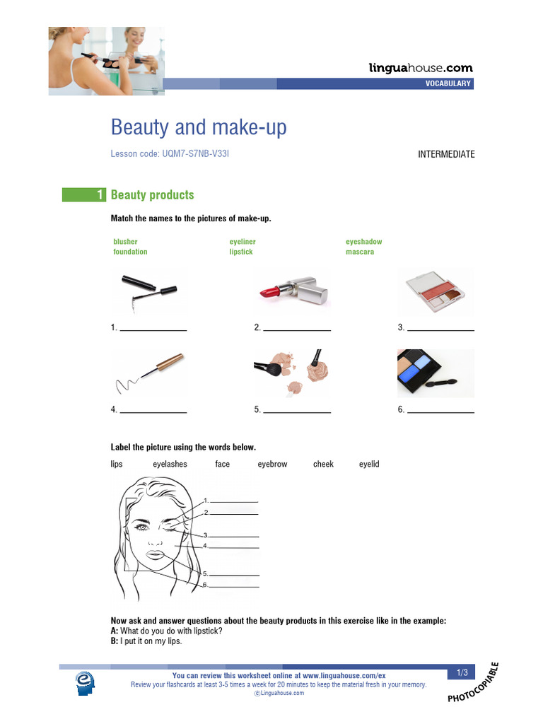 Beauty and Make-Up Vocabulary Guide | PDF | Cosmetics | Body Art