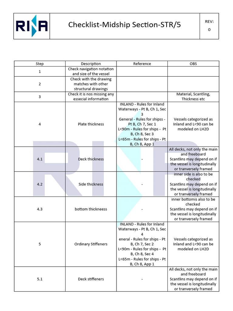 Midship Section Structural Checklist | PDF | Water Transport