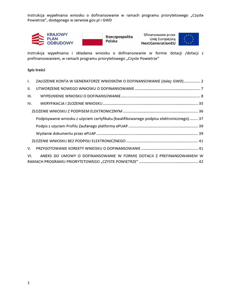 Instrukcja Wypelniania Wniosku o Dofinansowanie W Formie Dotacji I ...