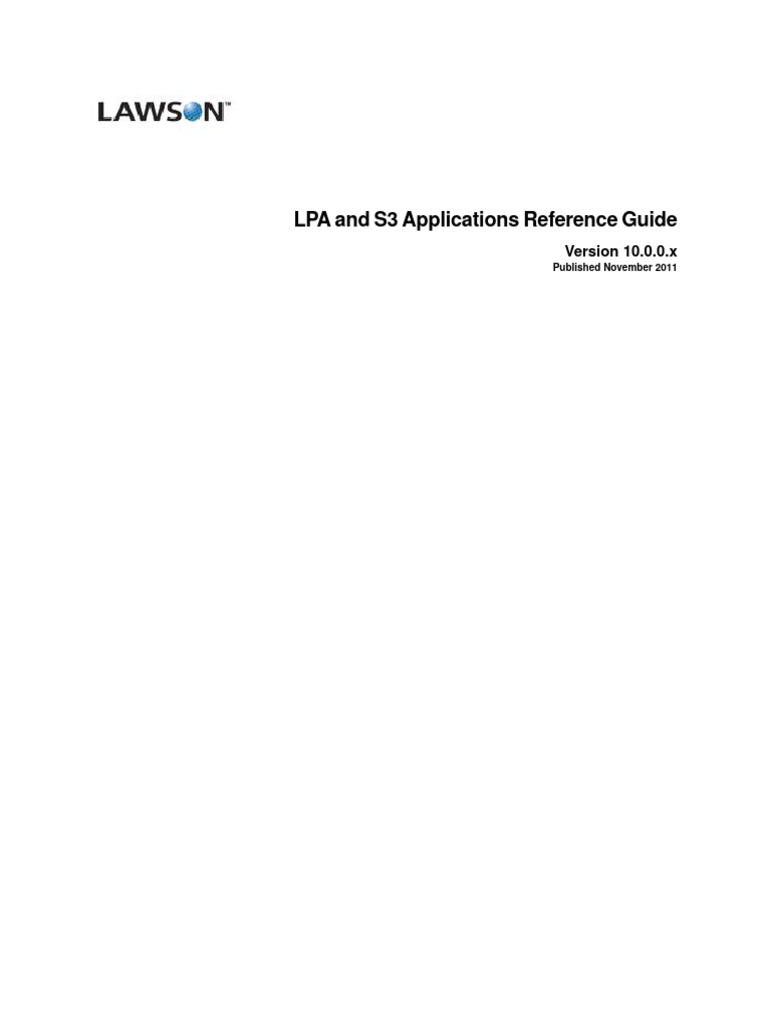 Lawson LPA and S3 Applications Reference Guide | PDF | Invoice | Copyright