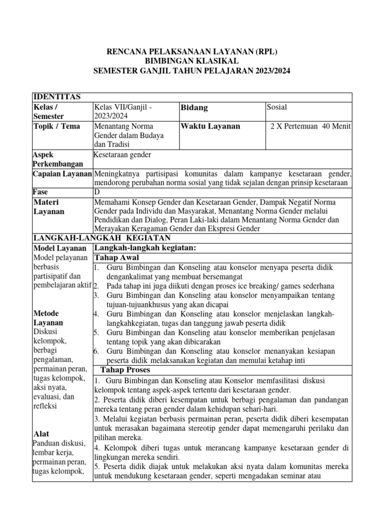 RPL Tentang Kesetaraan Gender | PDF