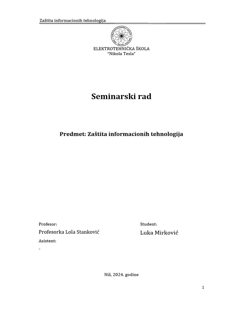 Template Za Seminarski Rad | PDF