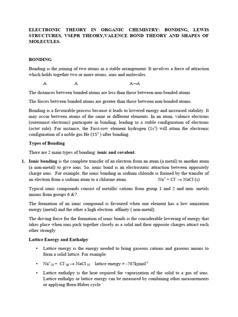 Electronic Theory in Organic Chemistry. | Download Free PDF | Ion ...