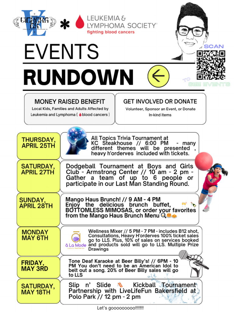 Vicheka Ek LLS Campaign - All Events Rundown Flyer | PDF