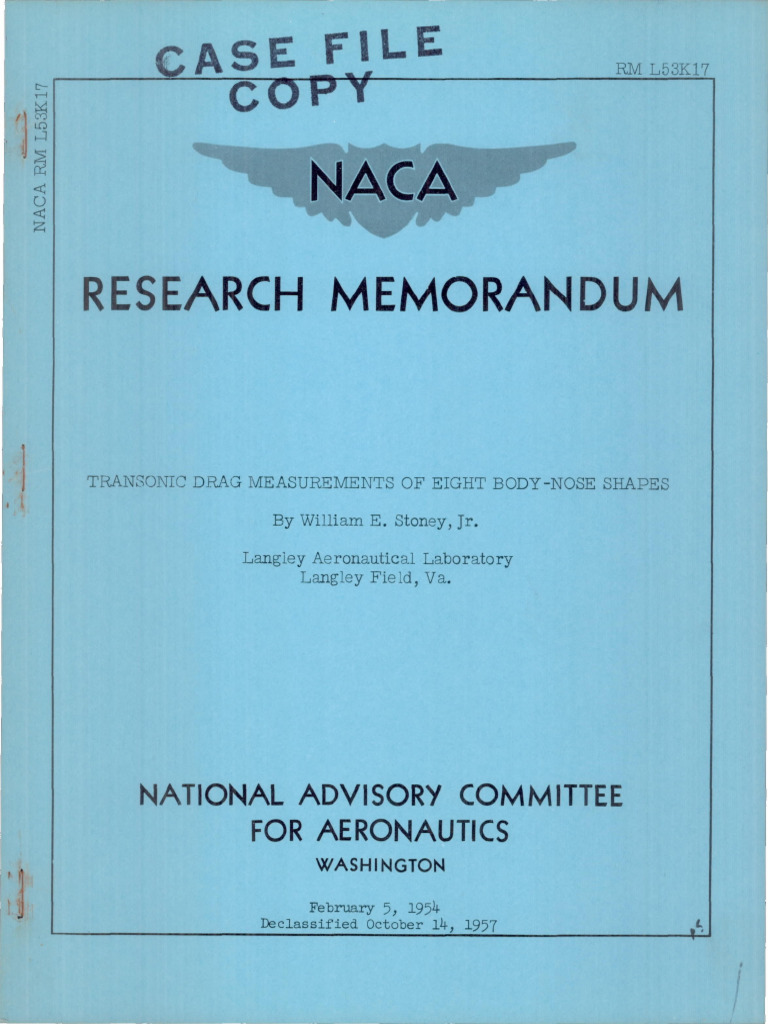 Naca Research Memorandum | PDF | Drag (Physics) | Mach Number