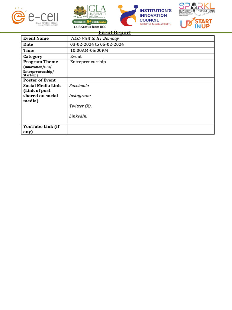 NEC IIT Bombay (Event Report) | Download Free PDF | Entrepreneurship | Mentorship