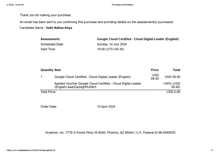 Purchase Confirmation | PDF