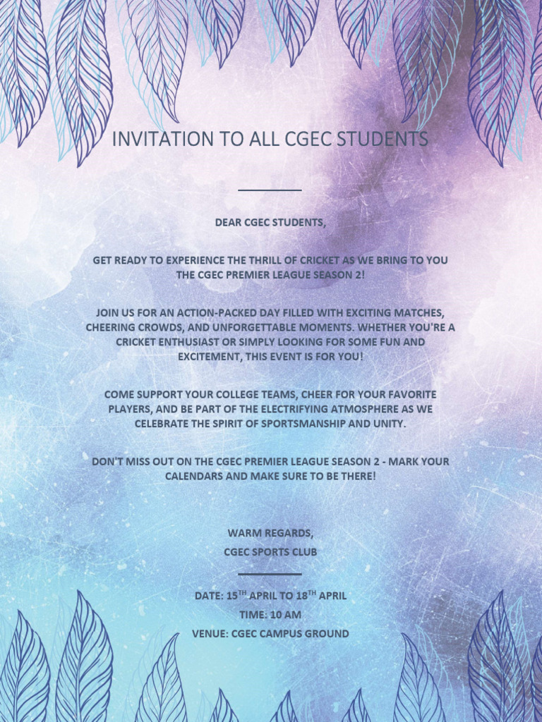 Invitation To The Students | PDF