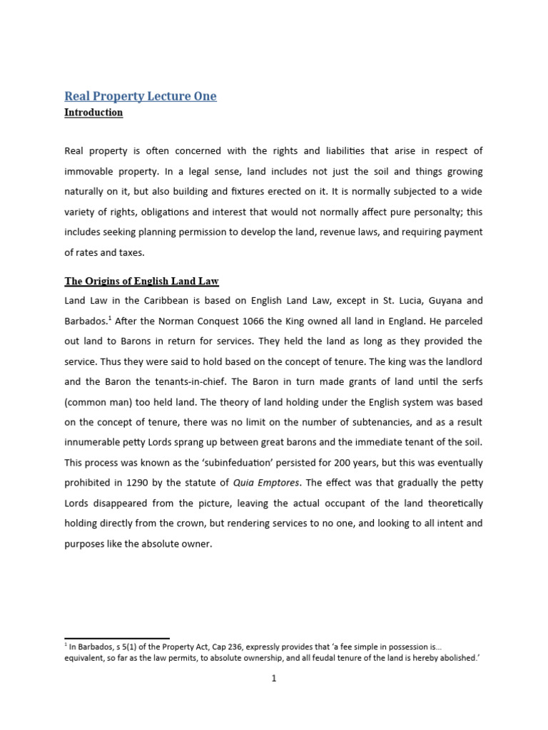 Lect. 1 Definitions and Classifications of Real Property | PDF ...
