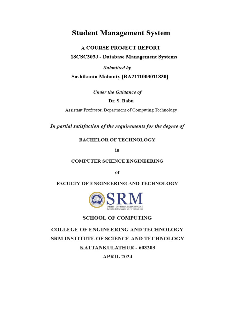 DBMS Project Report | PDF | Databases | Use Case