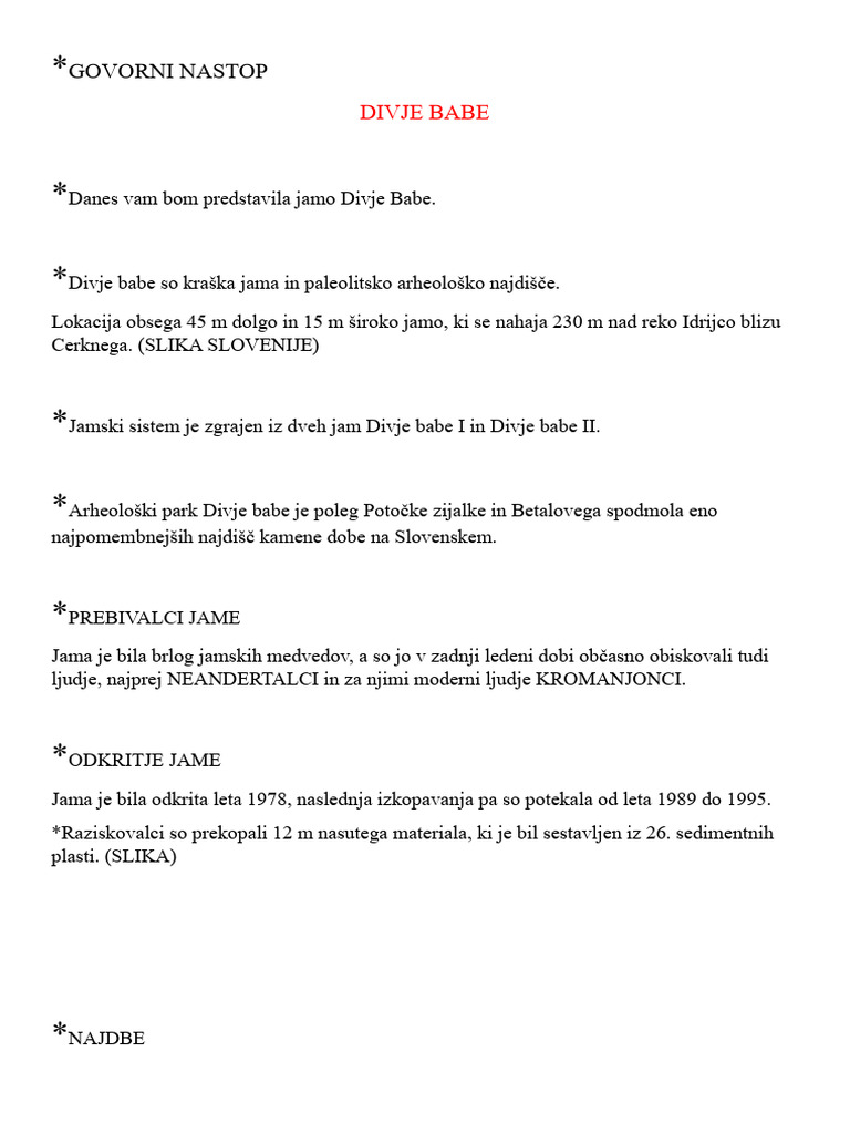 Divje Babe Govor | PDF