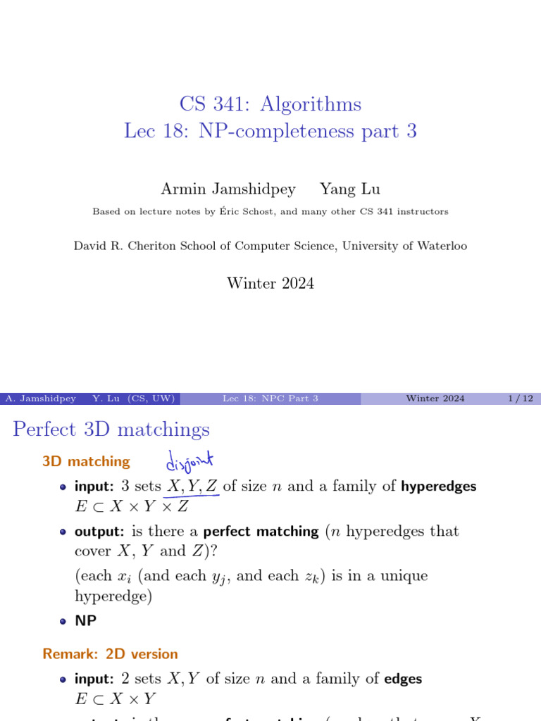 CS341 Lec18 Annotated Apr04 | PDF | Computational Problems | Algorithms