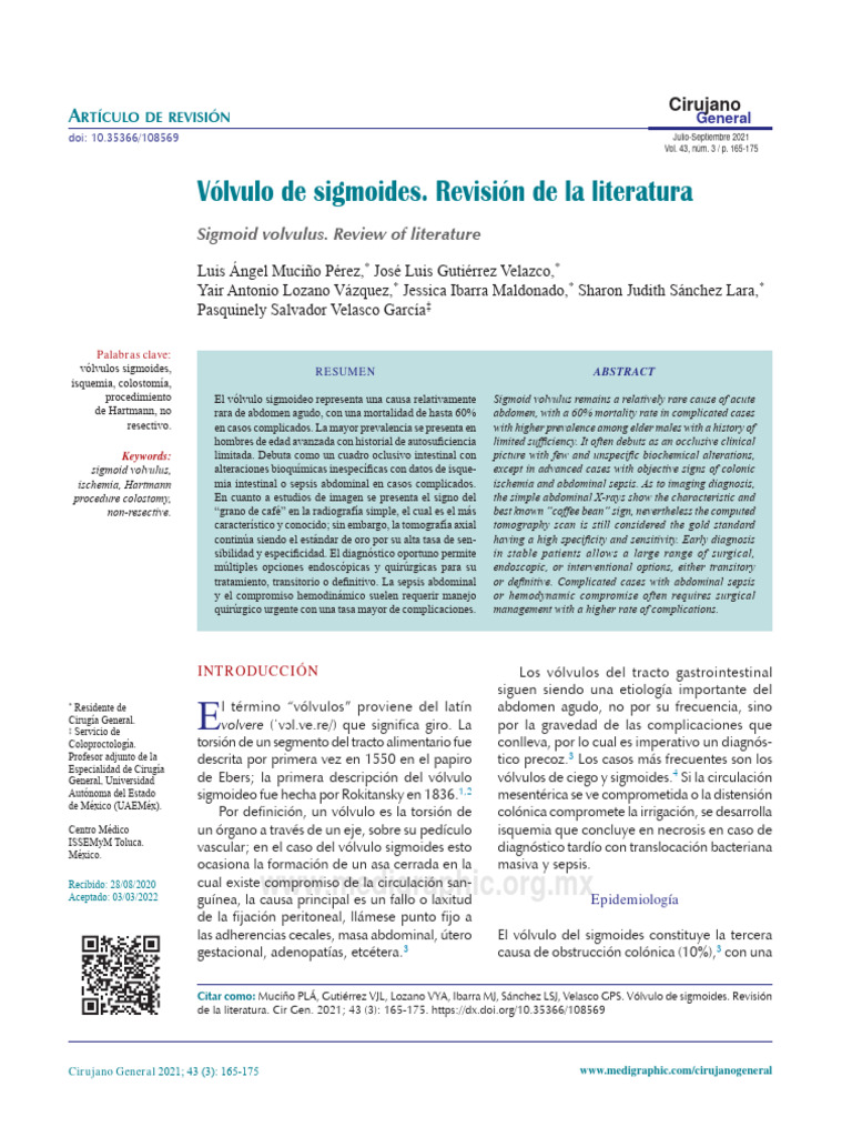 Vólvulo Sigmoides: Revisión y Manejo | PDF | Gastroenterología ...
