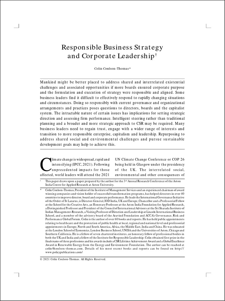 Couslon Thomas | PDF | Corporate Social Responsibility | Sustainability