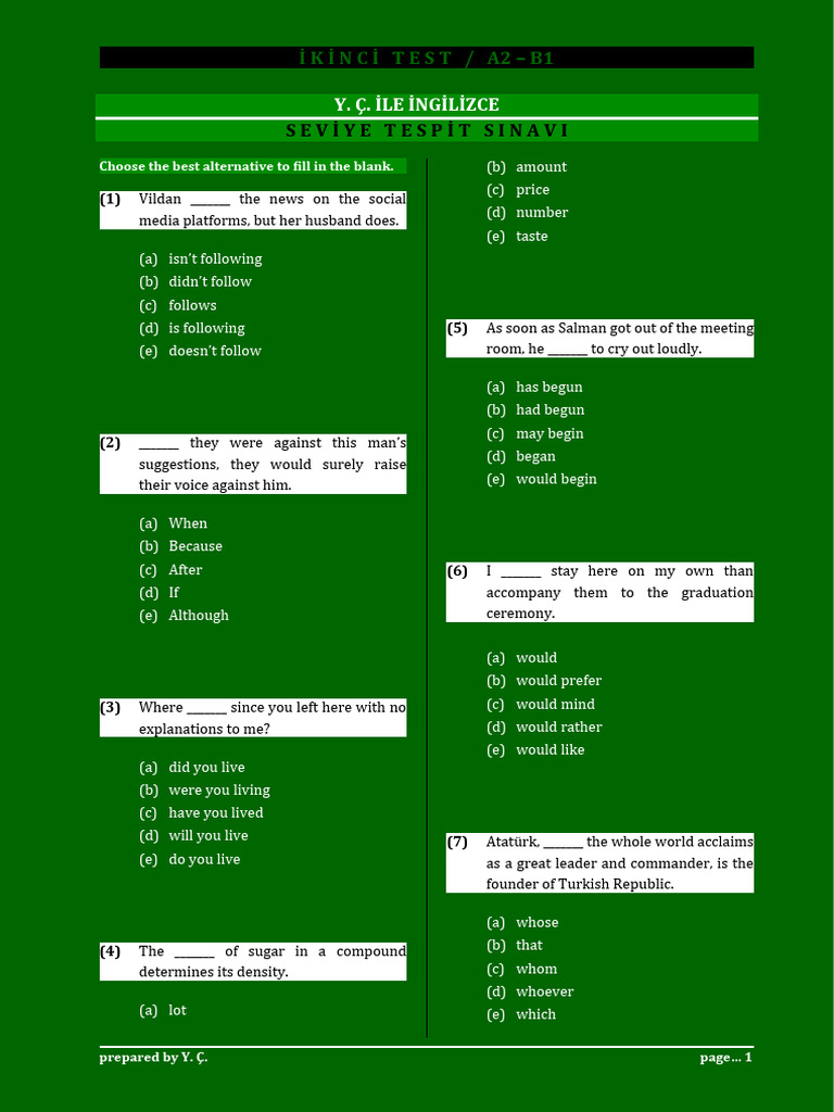 Test A2-B1 | PDF