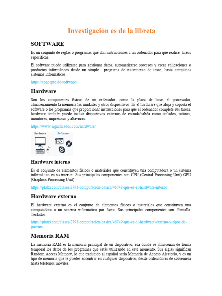 Investigación Es de La Libreta | PDF | Hardware de la computadora ...