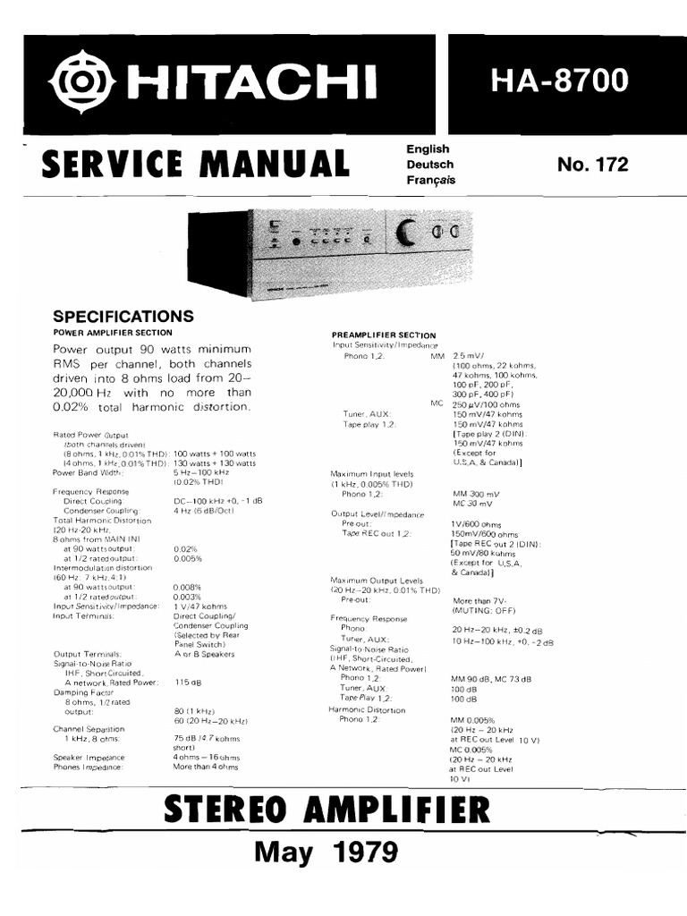 Hitachi HA 8700 Service Manual | PDF
