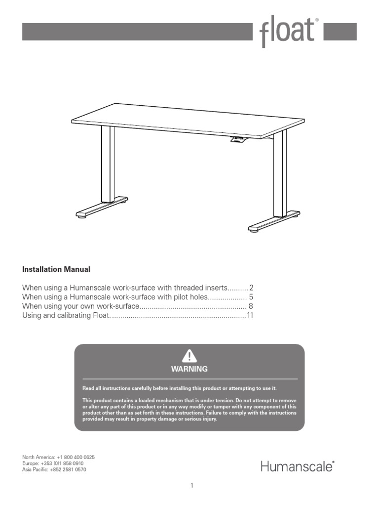 Humanscale Float Table Installation Manual | PDF | Screw | Manufactured ...