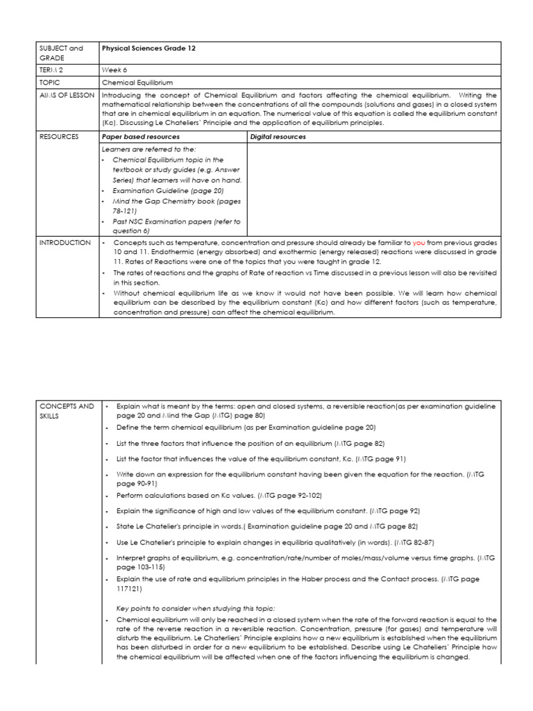 Physical Sciences Grade 12 Term 2 Week 6_2020 | PDF | Chemical ...
