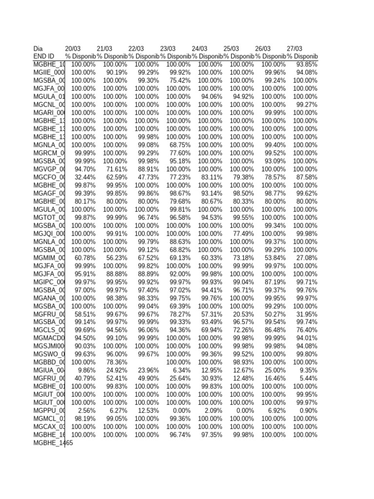 Daily Availability Report Summary | PDF