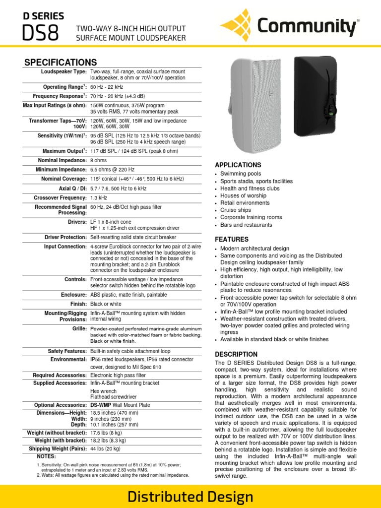 Biamp Data Sheet Desono Ds8 Dec21 | PDF | Loudspeaker | Electrical ...