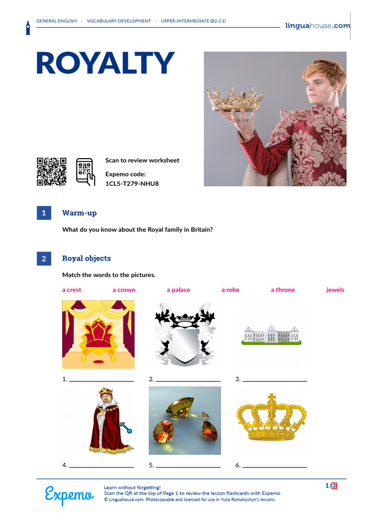 Royalty Vocabulary for Upper-Intermediate Learners | PDF | Royalties ...