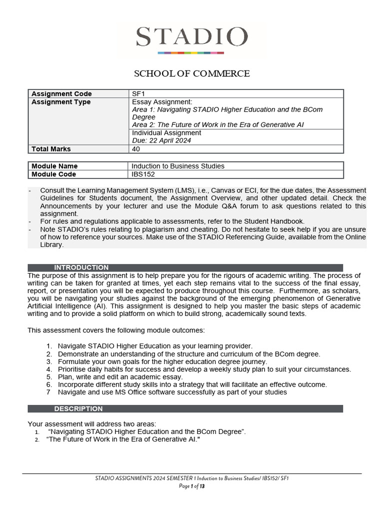 Ibs152 2024 01 Asmt | PDF | Plagiarism | Essays