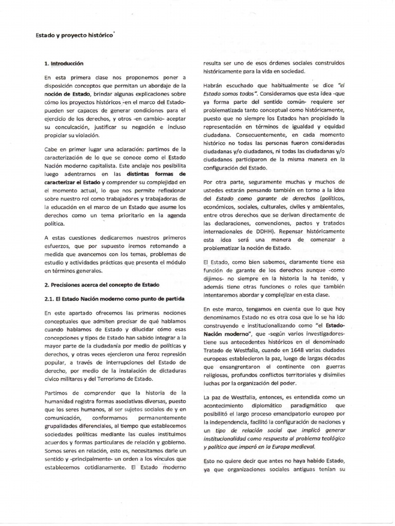Estado y Proyecto Histórico | PDF