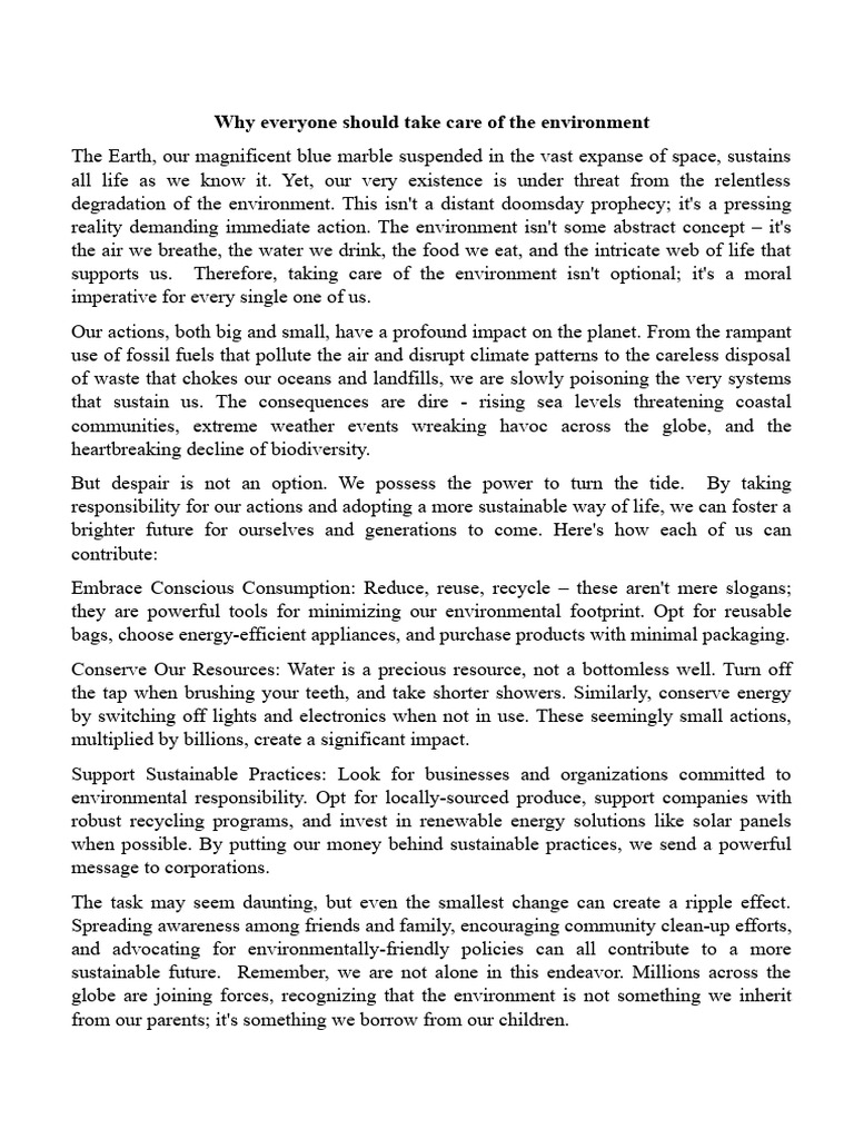 Persuasive essay | PDF | Sustainability | Natural Environment