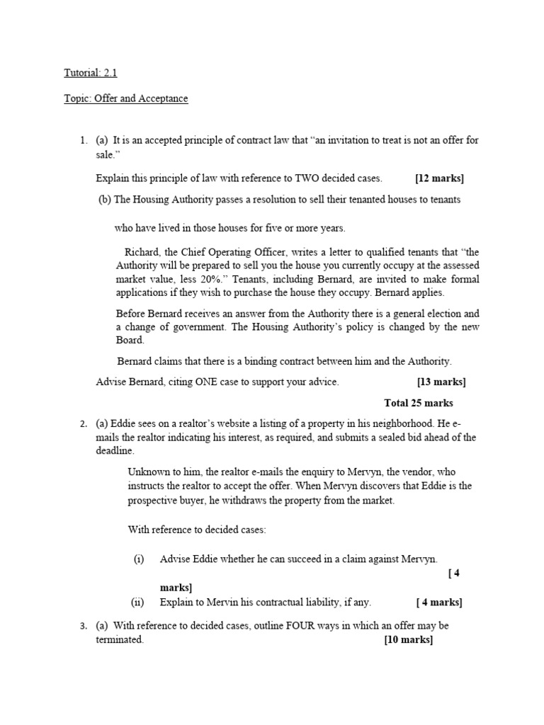 Contract Law: Offer and Acceptance Explained | PDF | Offer And ...