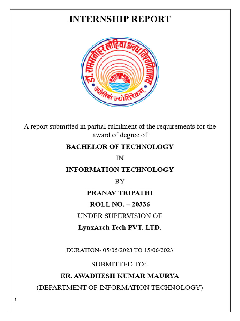 Pranav Internship Report | PDF | Web Development | Internship