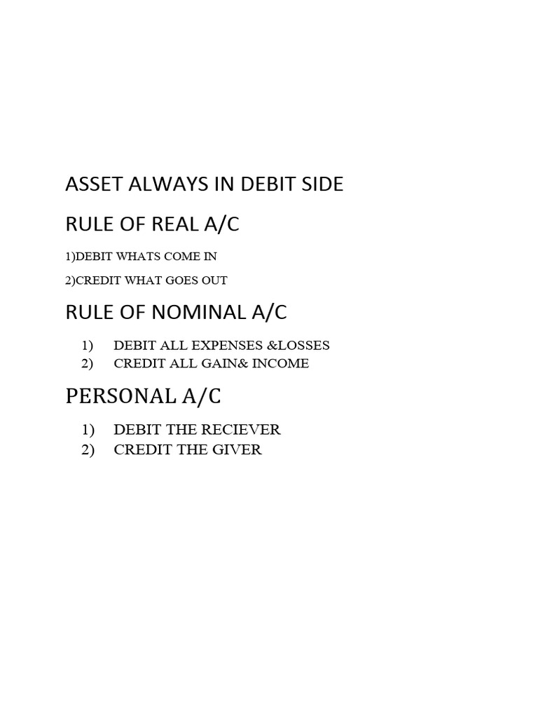 Asset Always in Debit Side | PDF
