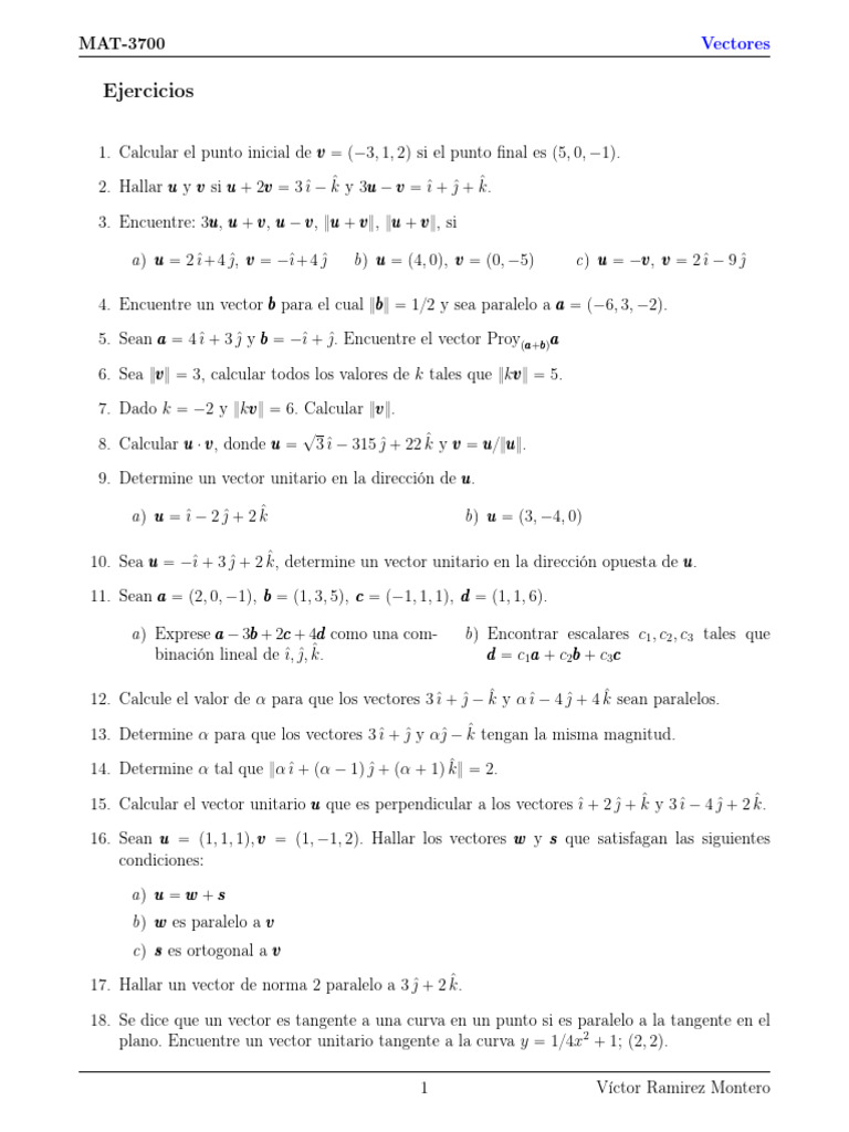 Ejercicios Sugeridos | PDF | Vector Euclidiano | Espacio vectorial