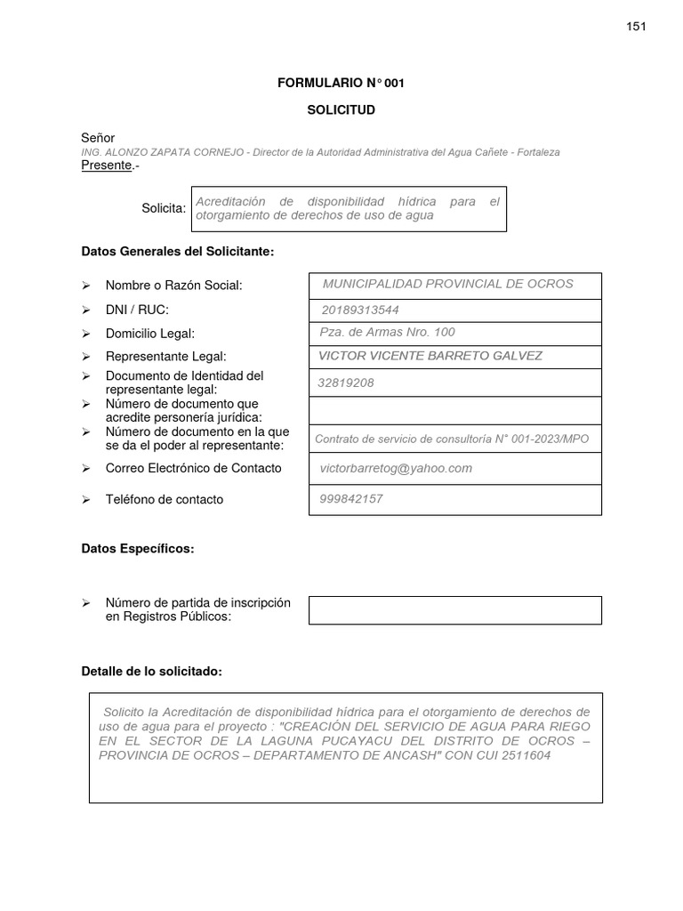 Formato de Solicitud | PDF | Documento de identidad | Gobierno