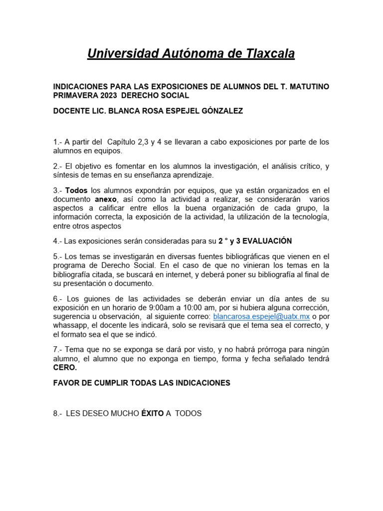 Exposiciones Derecho Social 2023 | PDF