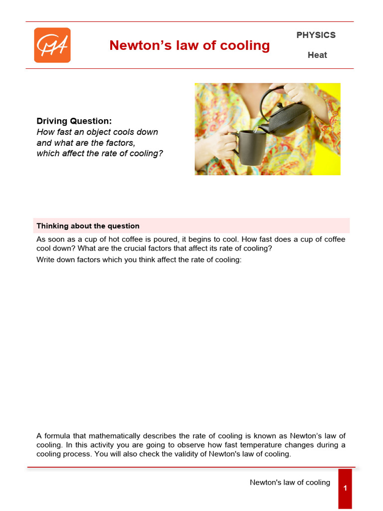 Newton's Law of Cooling Explained | PDF | Temperature | Newton's Law Of ...