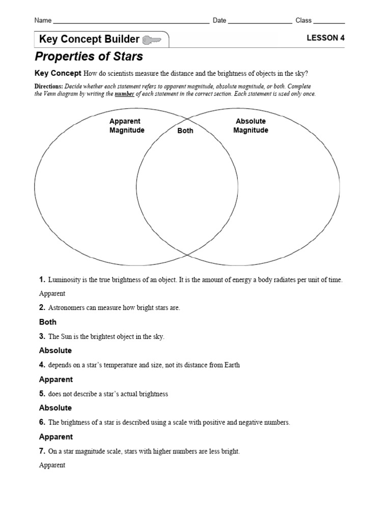 Properties of Stars Lesson 4 | PDF | Stars | Apparent Magnitude
