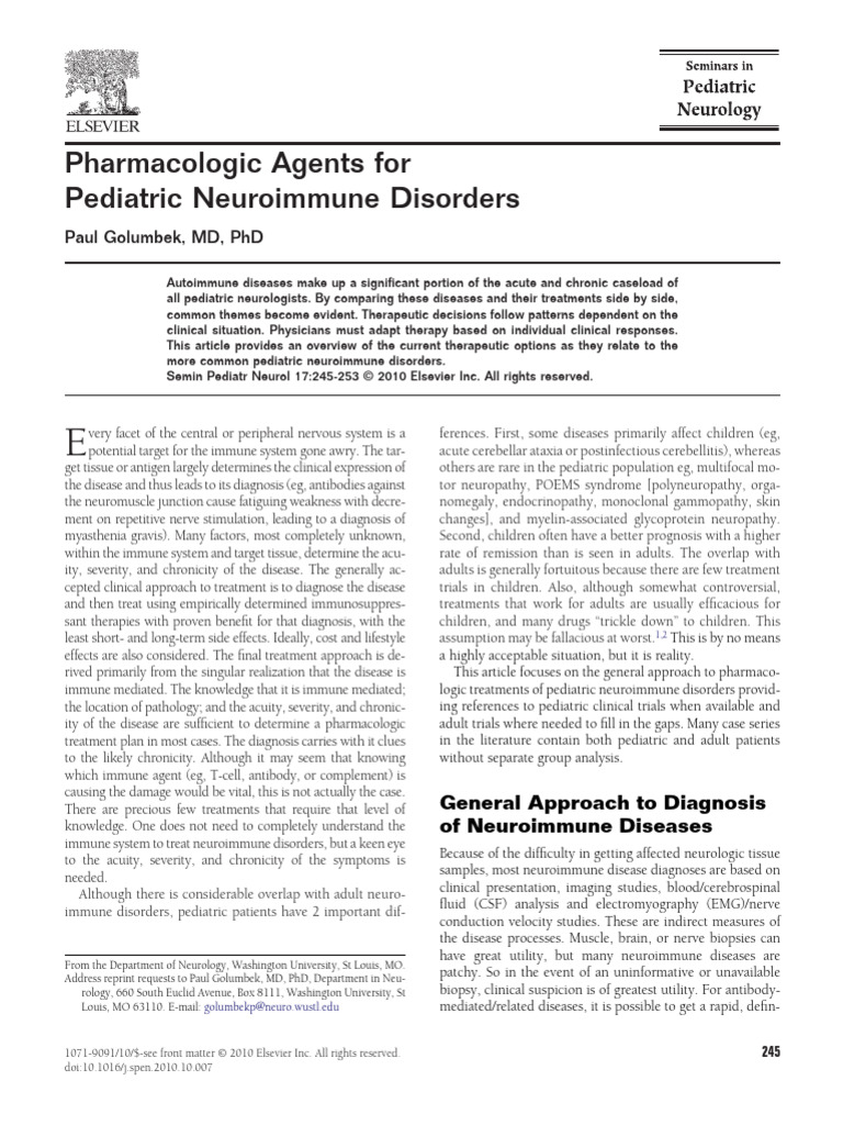 2010 Pharmacologic Agents For Pediatric Neuroimmune Disorders | PDF ...