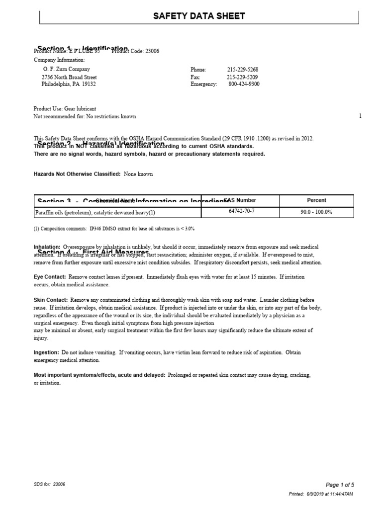 Ep Lube 95 Zurnoil | PDF | Chemistry | Chemical Substances