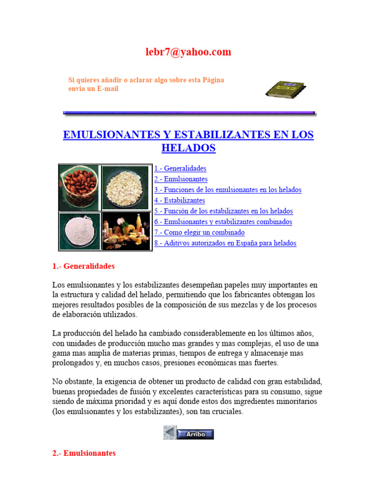 Estabilizantes y Emulgentes A Utilizar | PDF | Emulsión | gordo