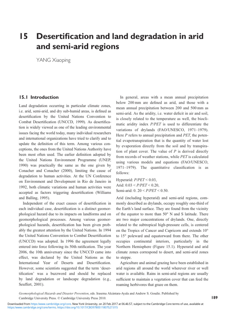 Desertification and Land Degradation in Arid and Semiarid Region | PDF | Nature | Climate