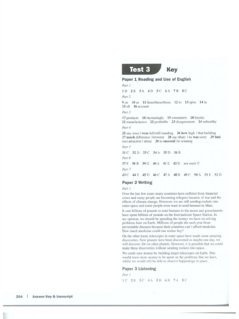 Key and Transcript | PDF