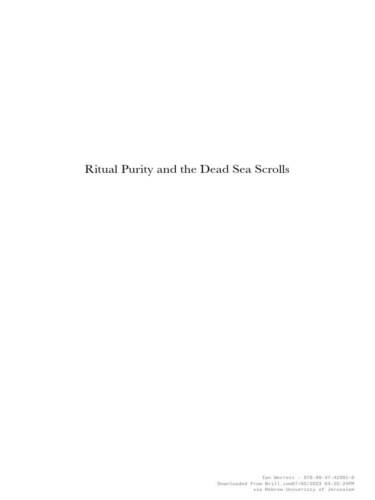 Werret Purity in Qumran | PDF | Dead Sea Scrolls
