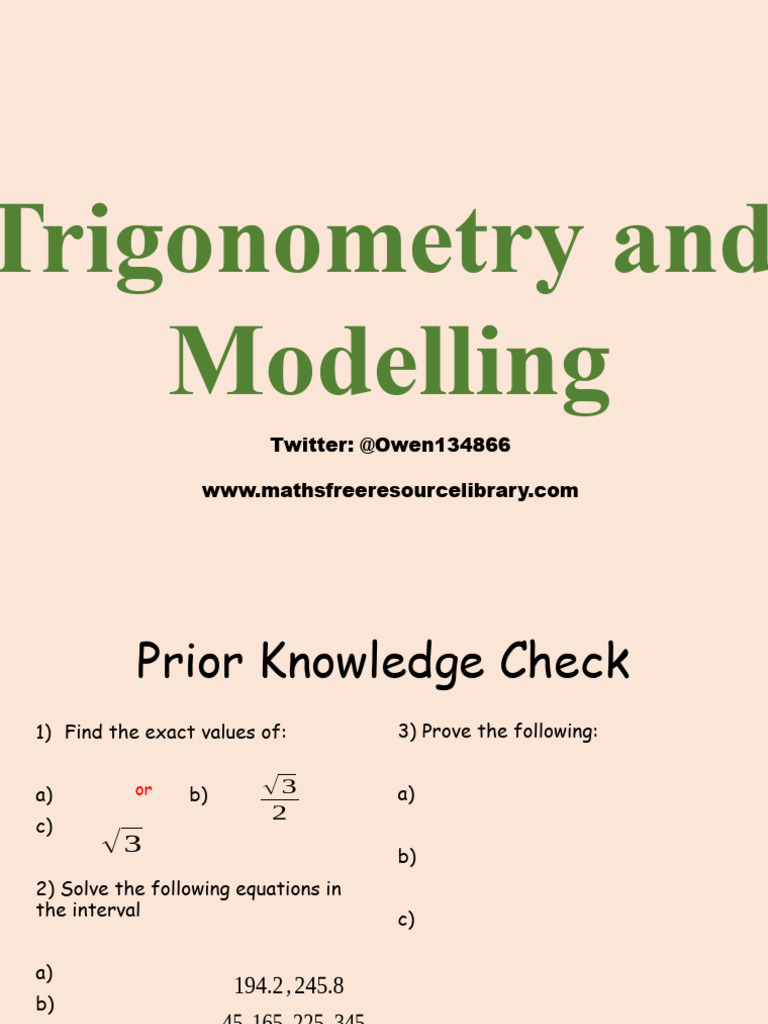 7 Trigonometry And Modelling Pdf Trigonometric Functions Trigonometry