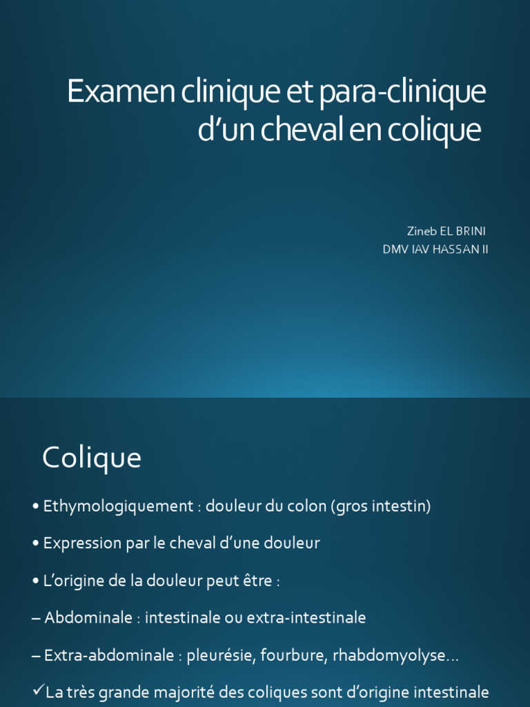 Examen Clinique Et Paraclinique Cheval en Colique - PPTX Hyhyhy ...