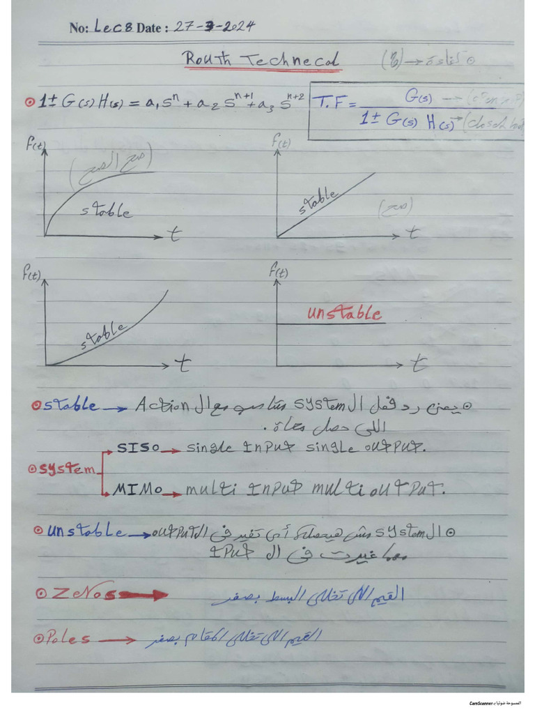 Lec8 - Routh Tech - Control | PDF