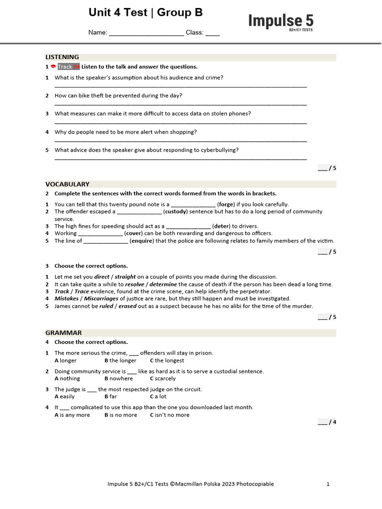 Unit 4 Test B | PDF | Crimes | Crime & Violence