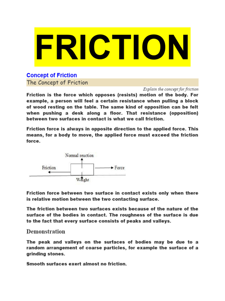 FRICTION | Download Free PDF | Friction | Force