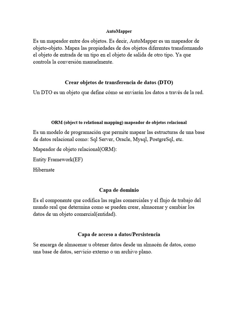 Qué es AutoMapper y DTO en programación | PDF